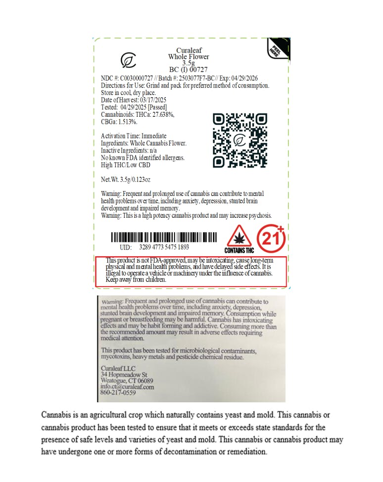 BC Whole Flower 3.5g (00727) | Curaleaf