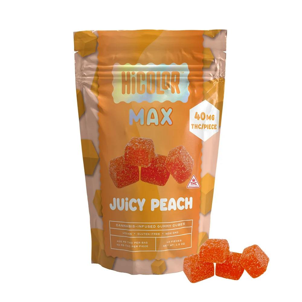 Shop HiCOLOR Juicy Peach Max Gummies 40mg 10pk | 400mg in Hagerstown ...