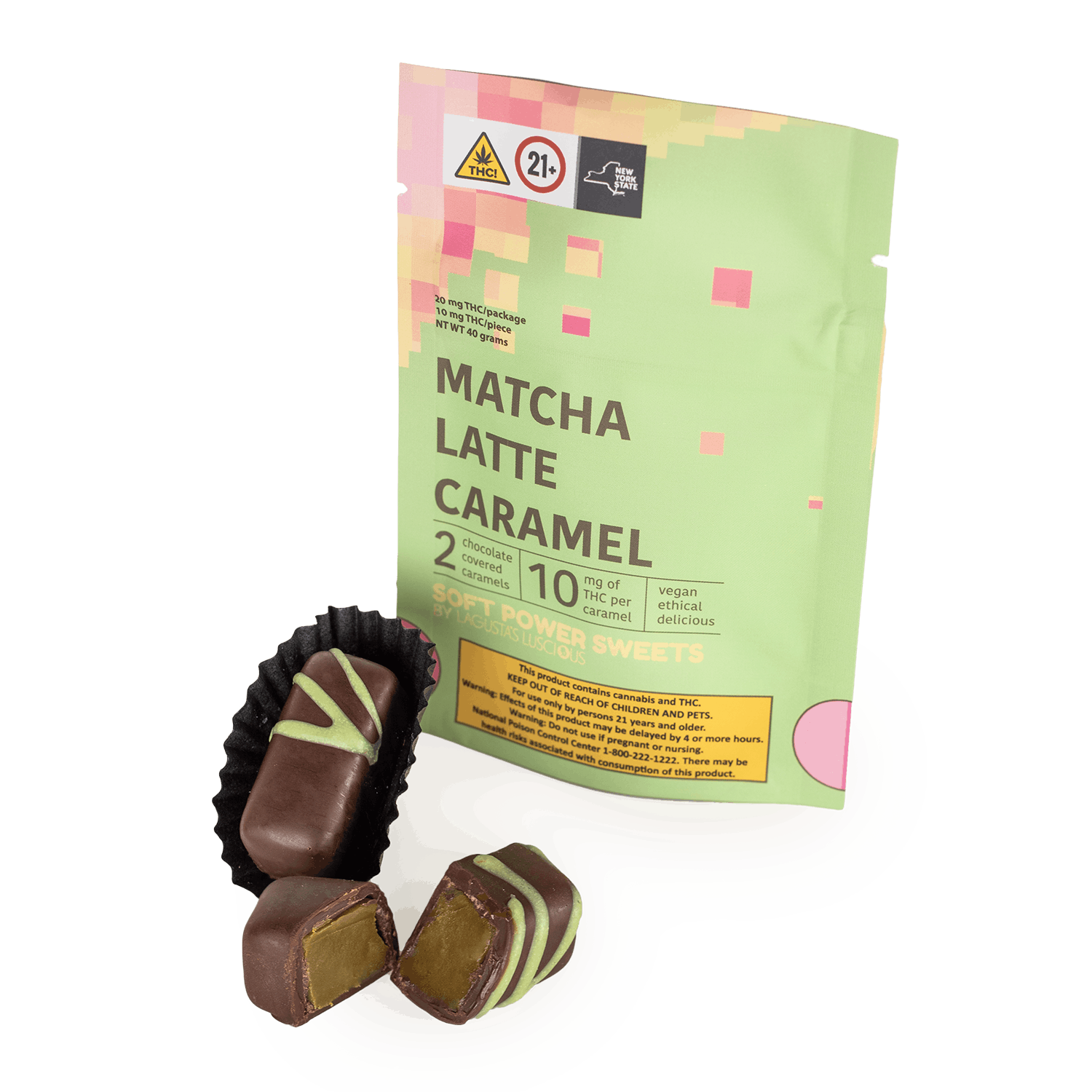 Soft Power Sweets Chocolate | 2pk (10mg) | Matcha Latte Caramel | Cannabis