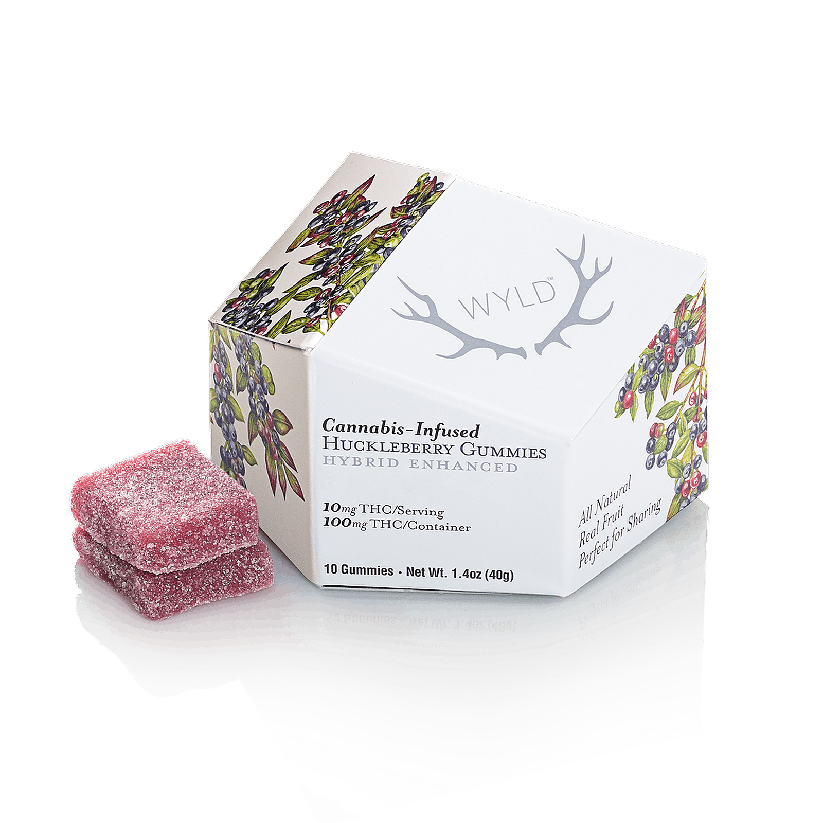 Wyld 100mg HUCKLEBERRY Hybrid Gummies 10pk 40g Edibles | Wyld