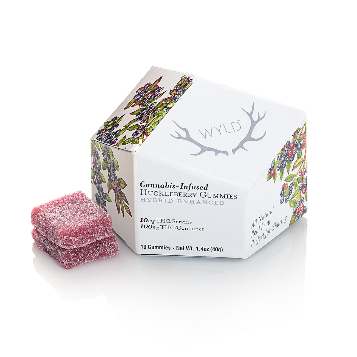 Wyld 100mg HUCKLEBERRY Hybrid Gummies 10pk 40g Edibles | Wyld