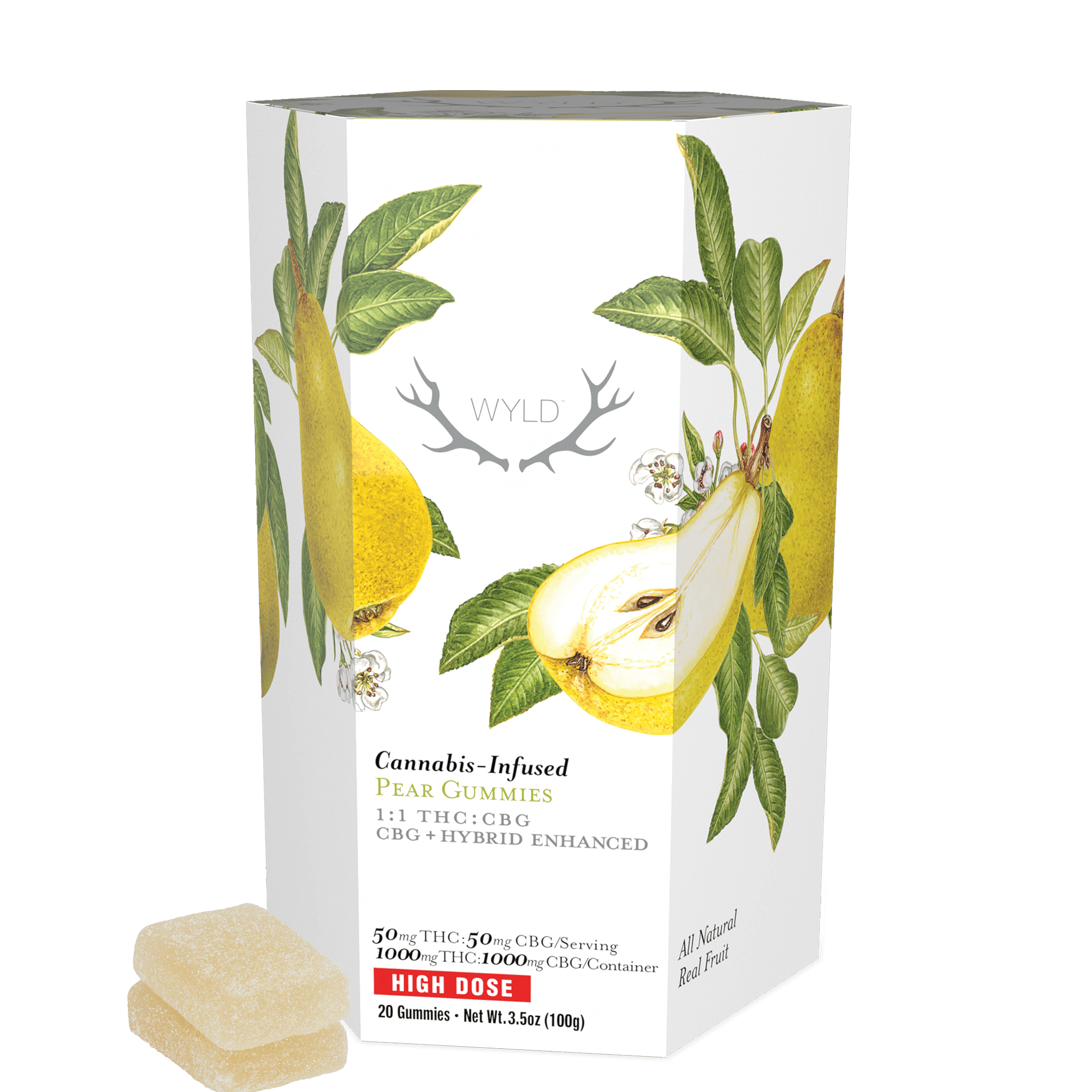 WYLD Pear Gummies 1:1 CBG/ THC | Native Roots Cannabis