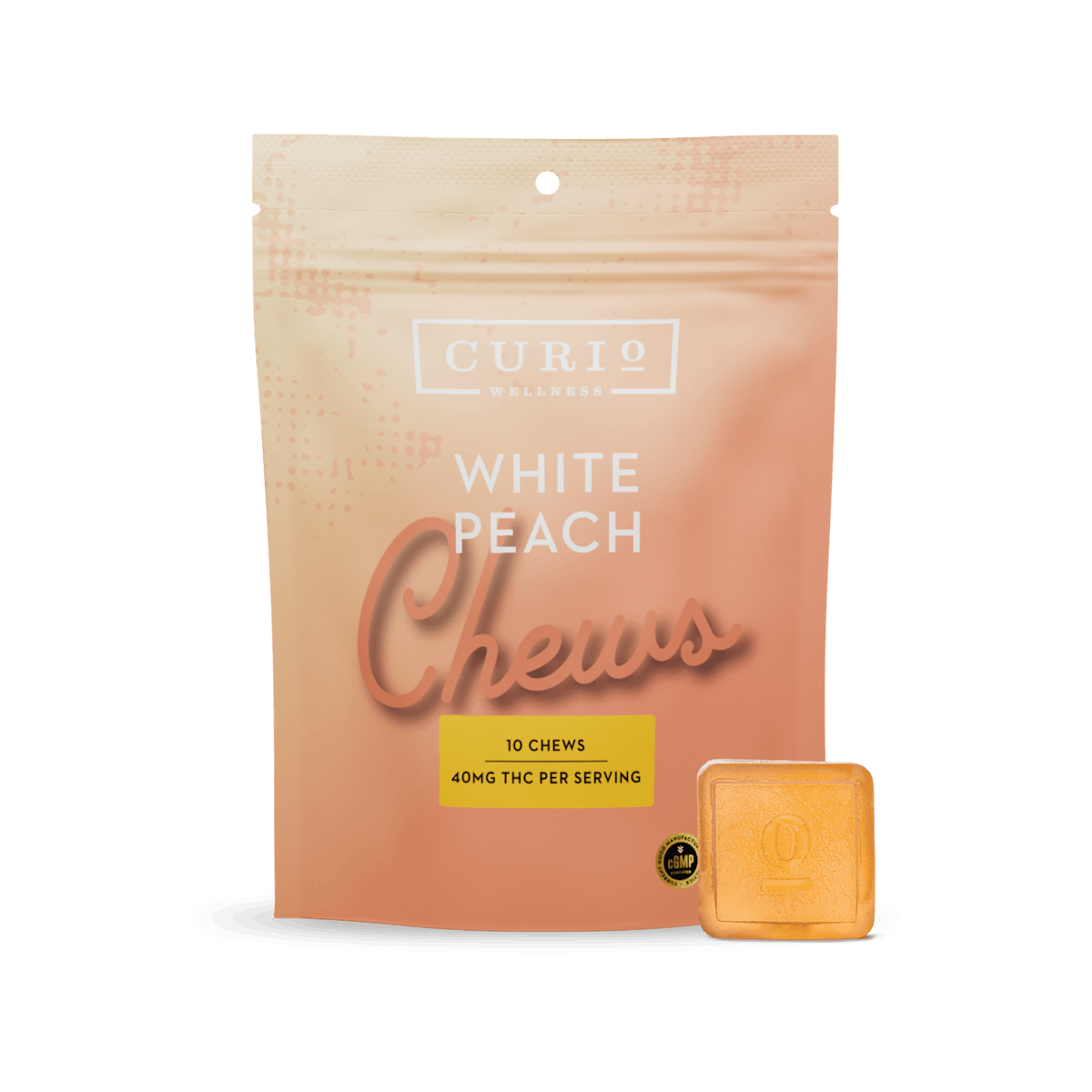 White Peach Chew | 40mg 400mg Edibles | Curio Wellness