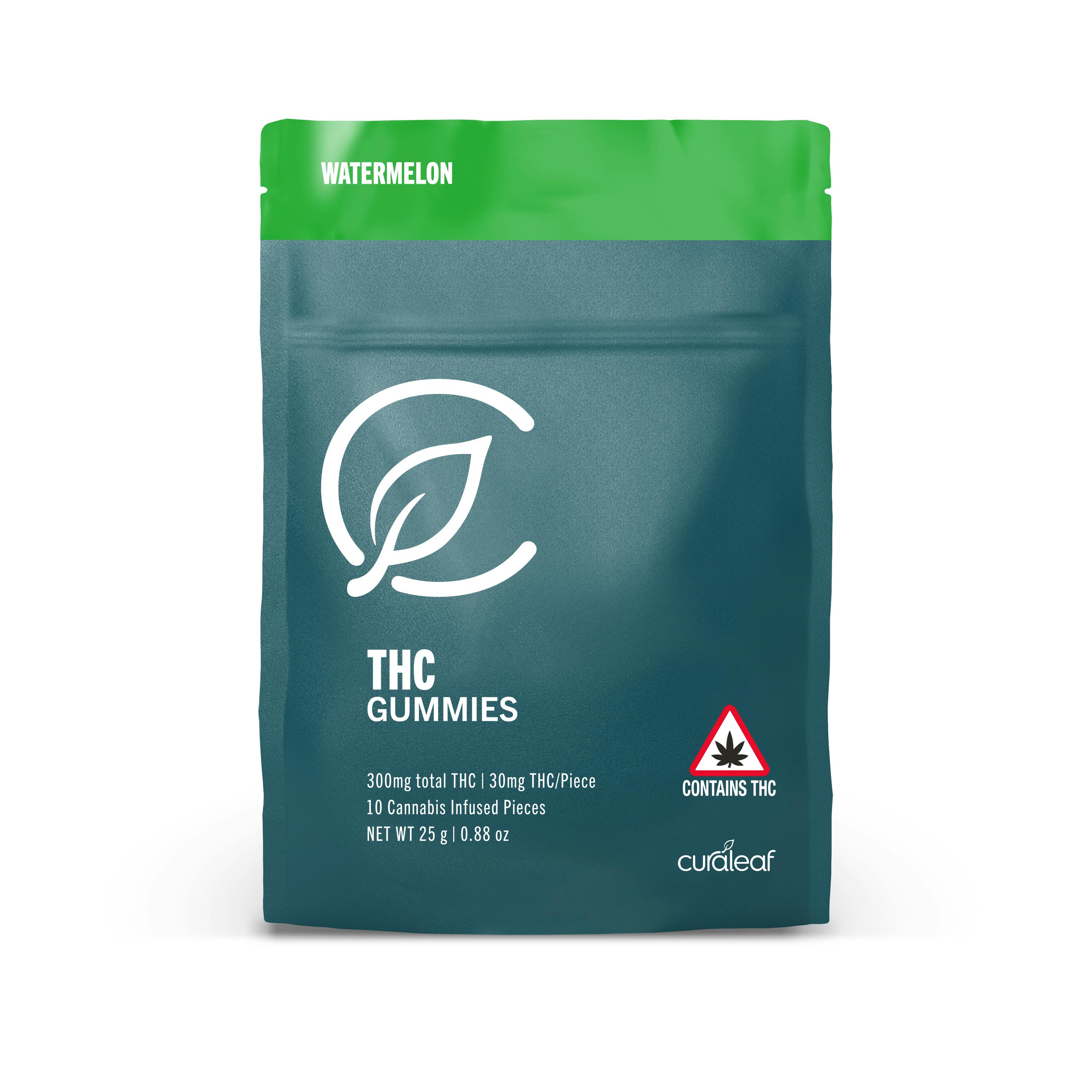 Curaleaf Watermelon THC Gummies (30mg x 10pk) 300mg