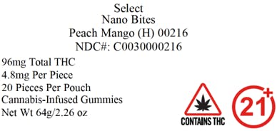 Select Nano Bites Peach Mango (H) 00216 | Curaleaf