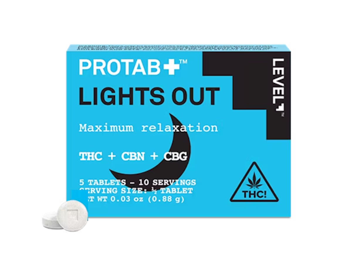 Level | [Protab+] Lights Out THC+CBN+CBG | 5 PK Tablets 0.0877g Edibles | LEVEL