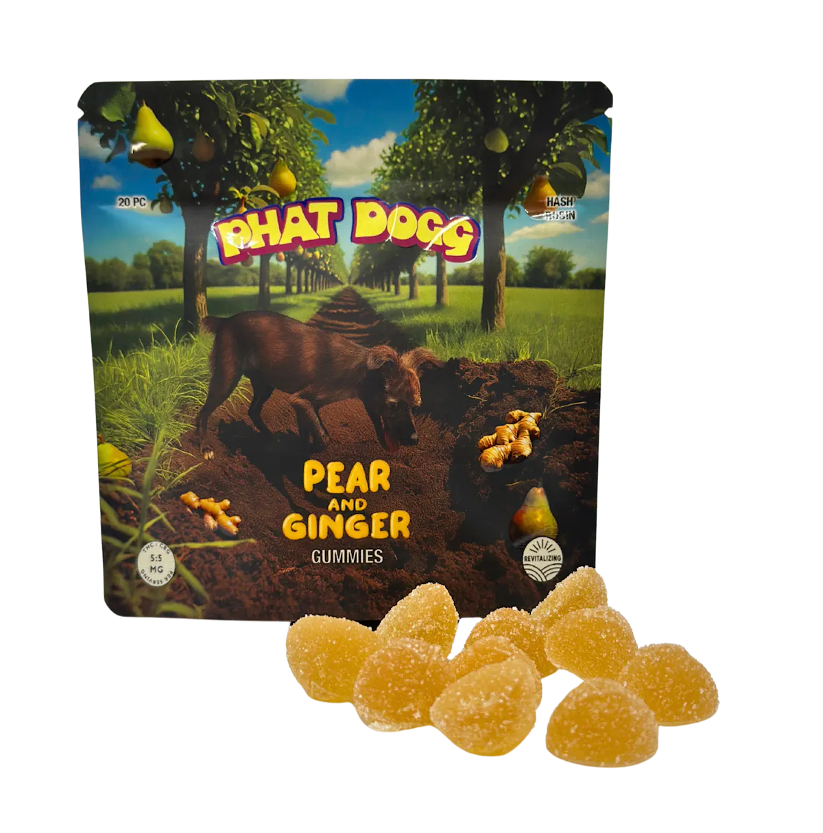 Phat Dog – Pear & Ginger Gummies (5:5 THC:CBG) Revitalizing 100mg 5g ...