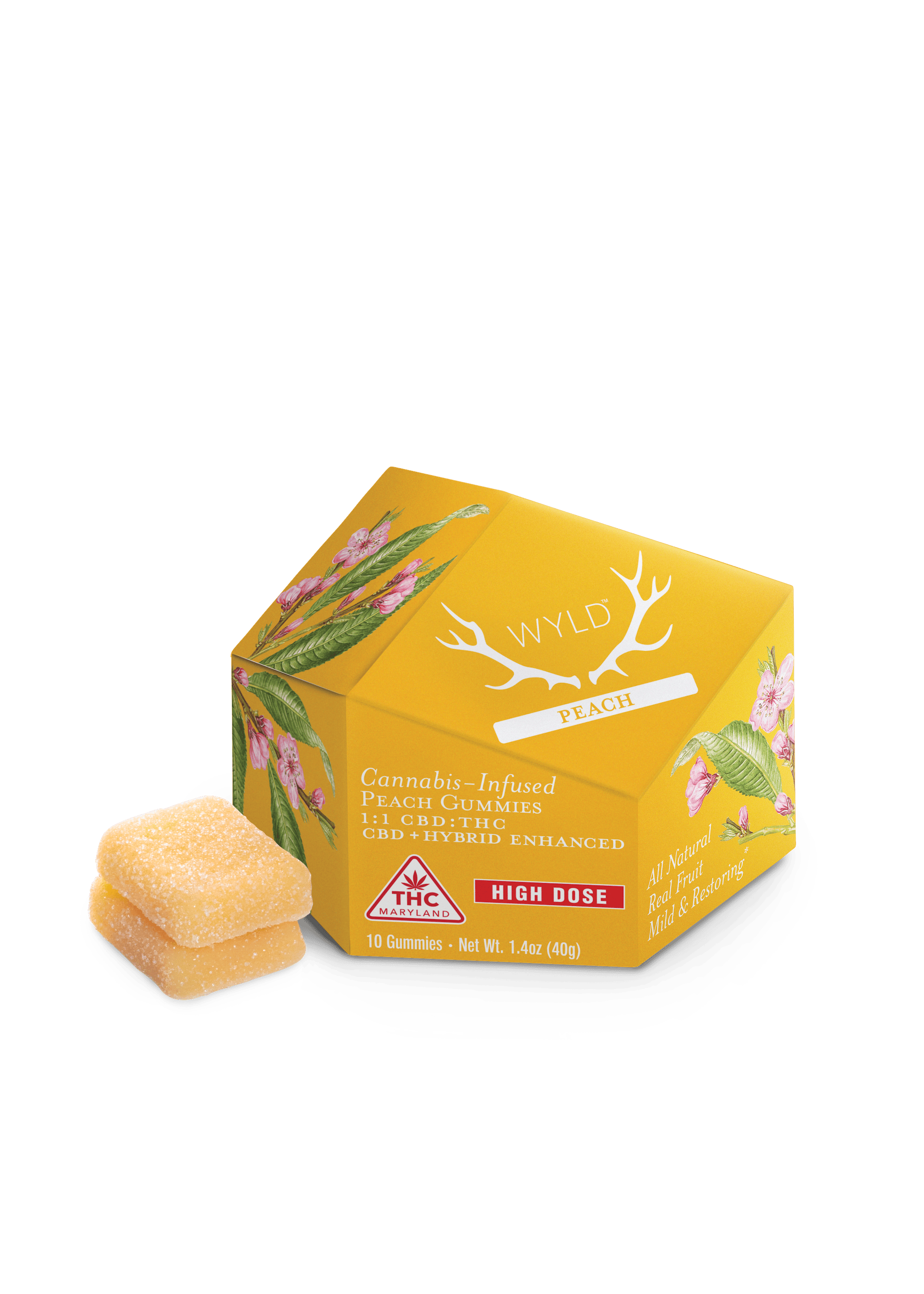 Shop Wyld Peach Hybrid Gummies 1:1 (THC:CBD) 40mg 10pk | 400mg in ...