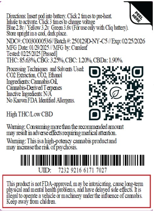 Select Cliq Elite Pod NYC Diesel (H) 00536 | Curaleaf