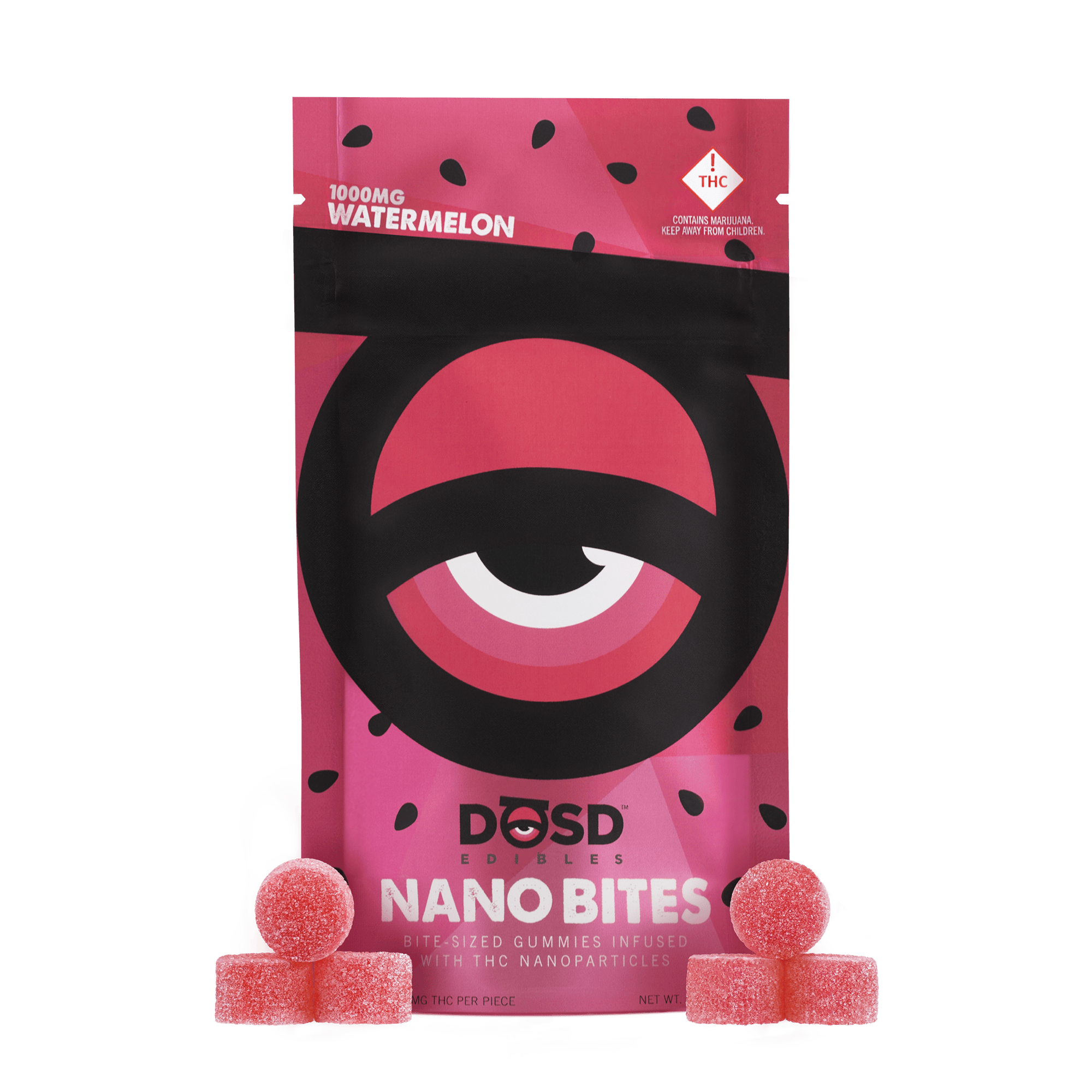 Dosd Nano Bites Watermelon Gummies THC | MED | Native Roots Cannabis