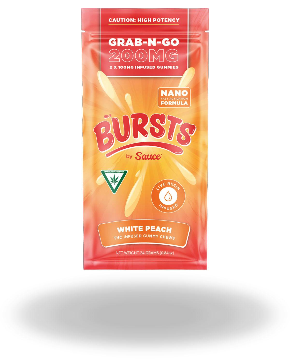 Sauce | Bursts White Peach Live Resin Gummies 2pk | 200mg | Edibles ...