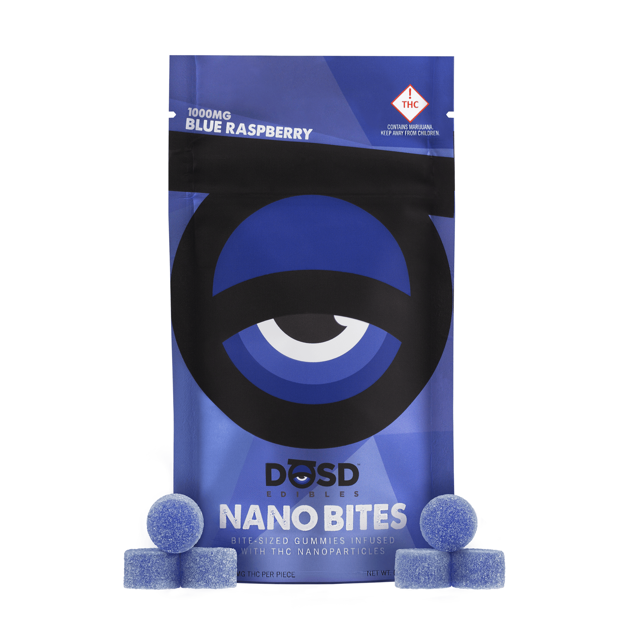 Dosd Nano Bites Blue Raspberry Gummies THC | MED | Native Roots Cannabis