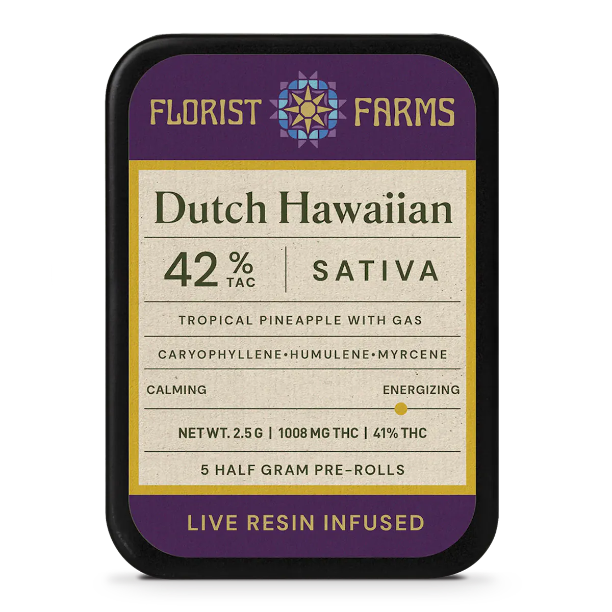 Florist Farms | Dutch Hawaiian Pre-Rolls | 2.5g 5pk Live Resin ...