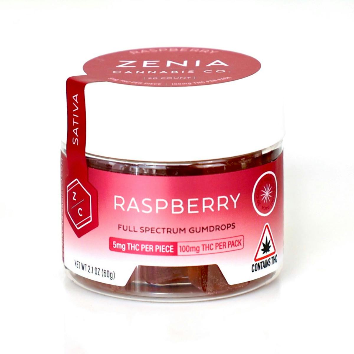 Zenia Sativa Full Spectrum Gumdrops Raspberry 100 MG - OG Cannabis