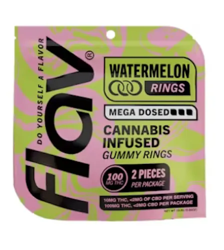 Watermelon – 2PK – 100mg Mega Dosed – Distillate Gummy Rings – Flav ...