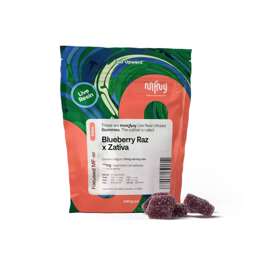 MFNY | Blueberry Raz x Zativa | Live Resin Gummies | 10mg | Valley ...