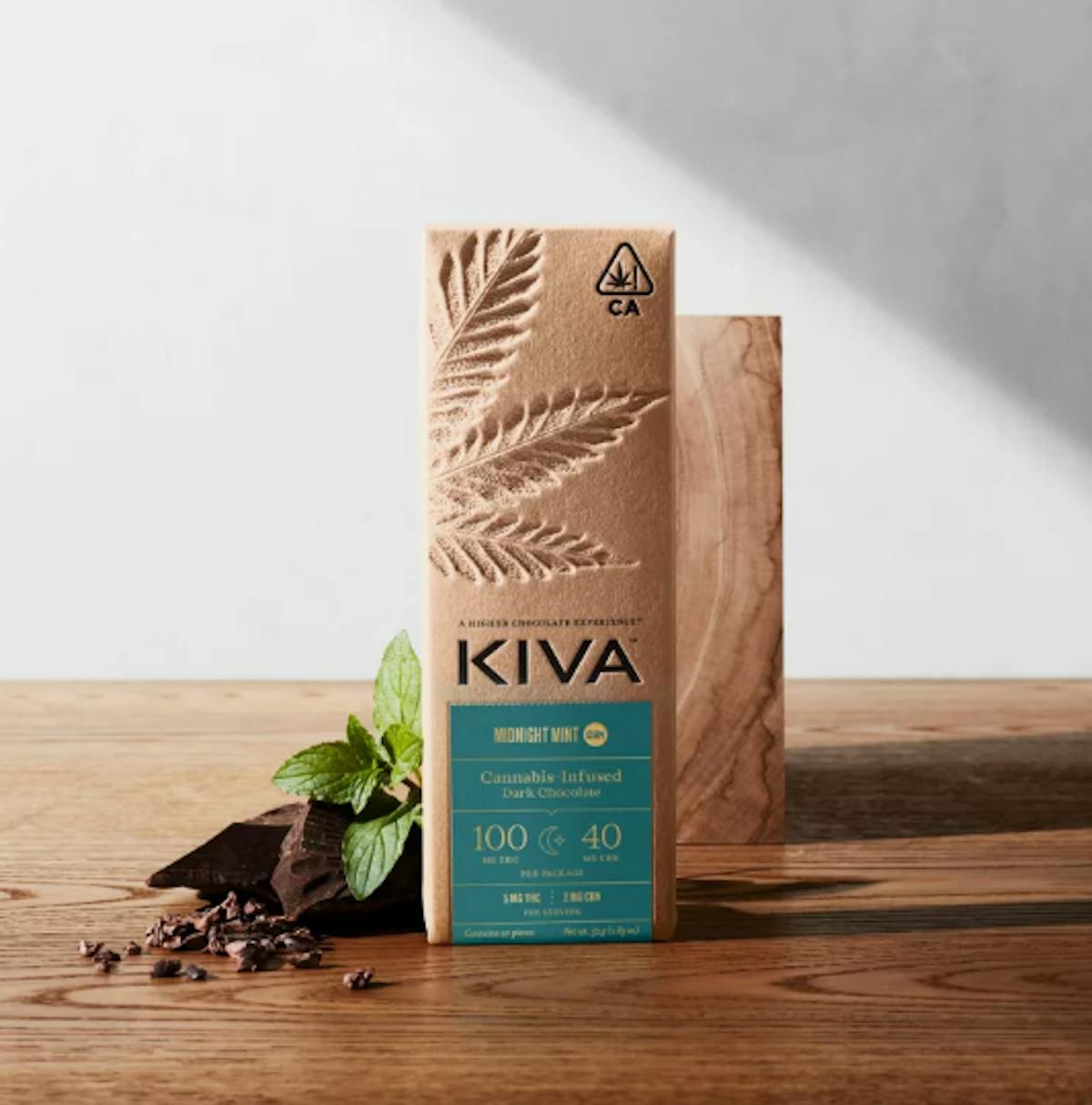 Kiva 5:2 Midnight Mint Dark Chocolate Bar 100mg 20pk (THC:CBN) .1g Edibles | Kiva
