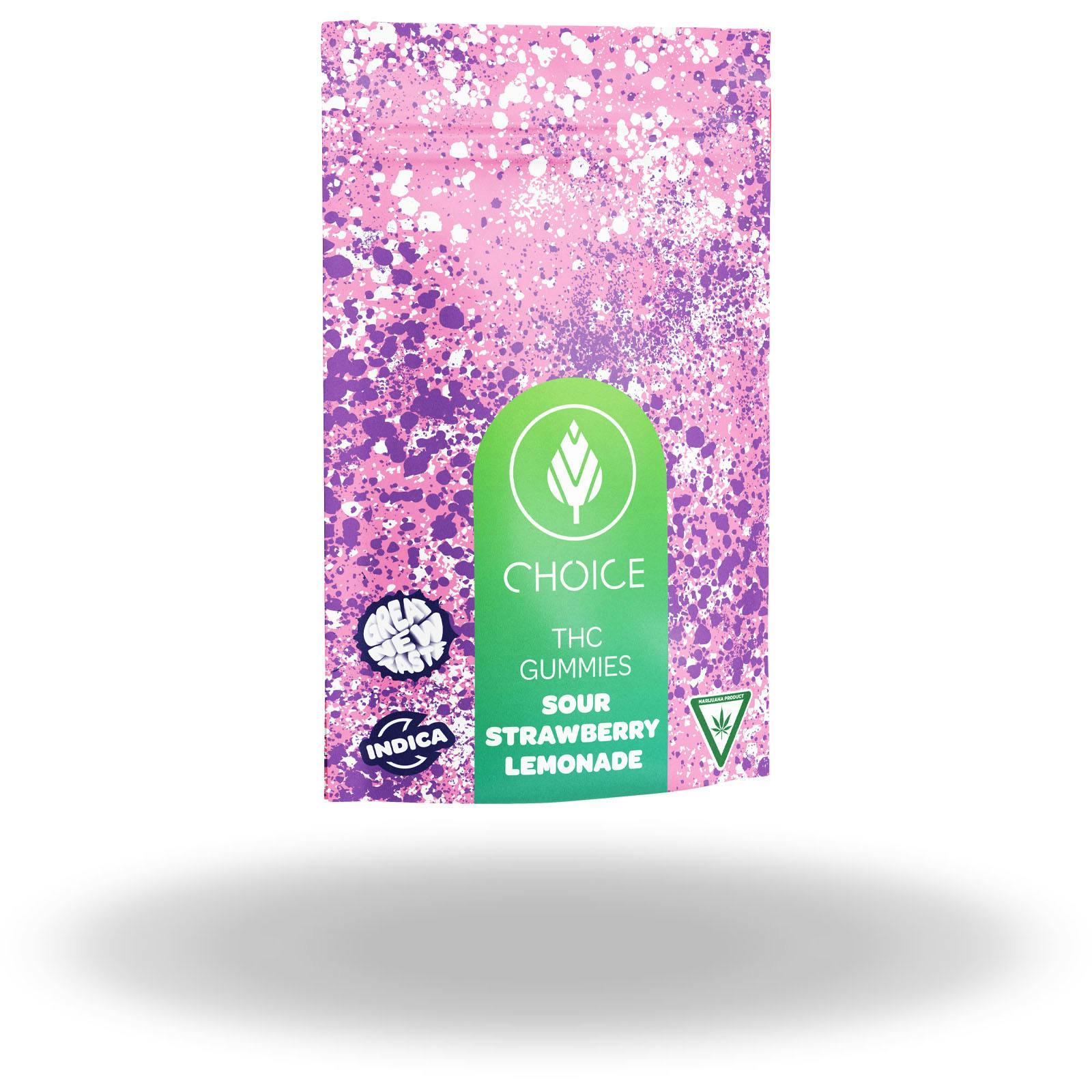 Choice Chews | Sour Strawberry Lemonade Indica Gummies | 200mg ...