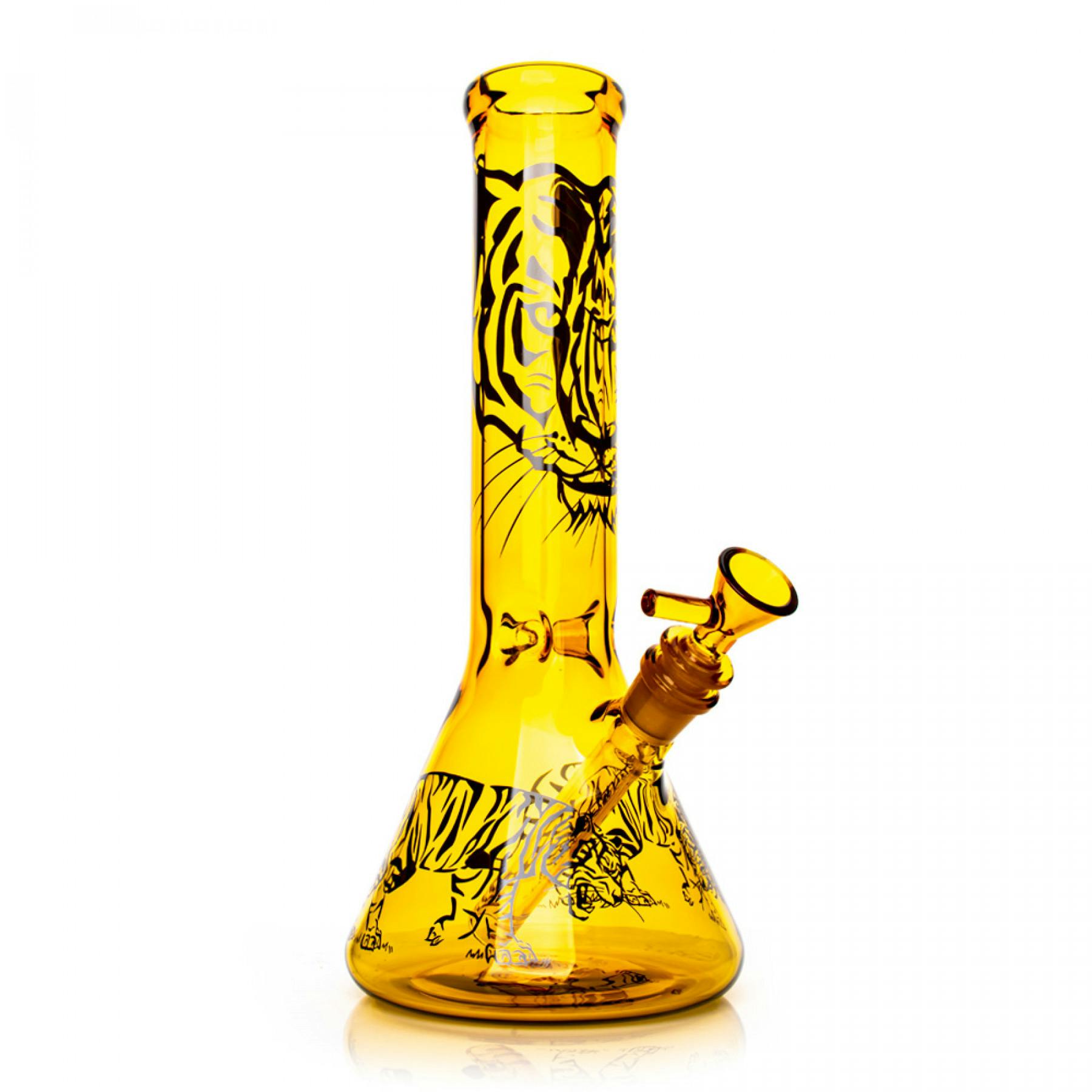 Red Eye Glass - Tiger Beaker Bong - 12" - Honey Gold | Sessions Cannabis