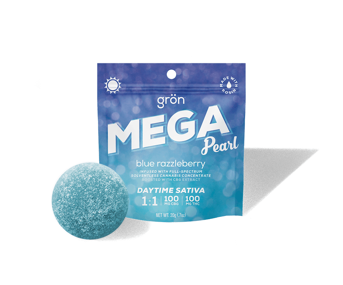 Grön l Blue Razzleberry Mega Pearl 1:1 [CBG:THC] l 1pk l 100mg ...
