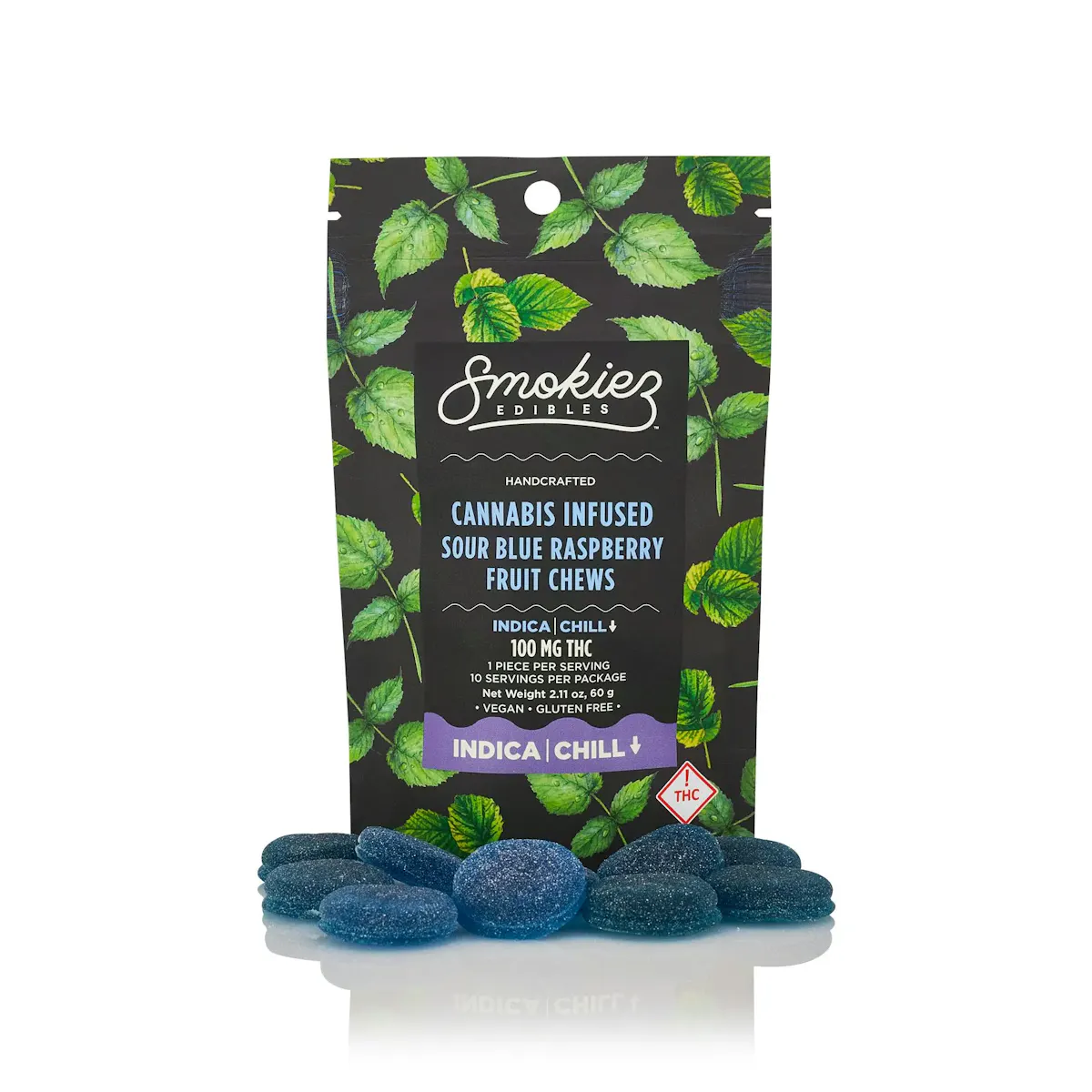Sweet Blue Raspberry 100MG Fruit Chews Gummies (Smokiez) 60.0g Edibles ...
