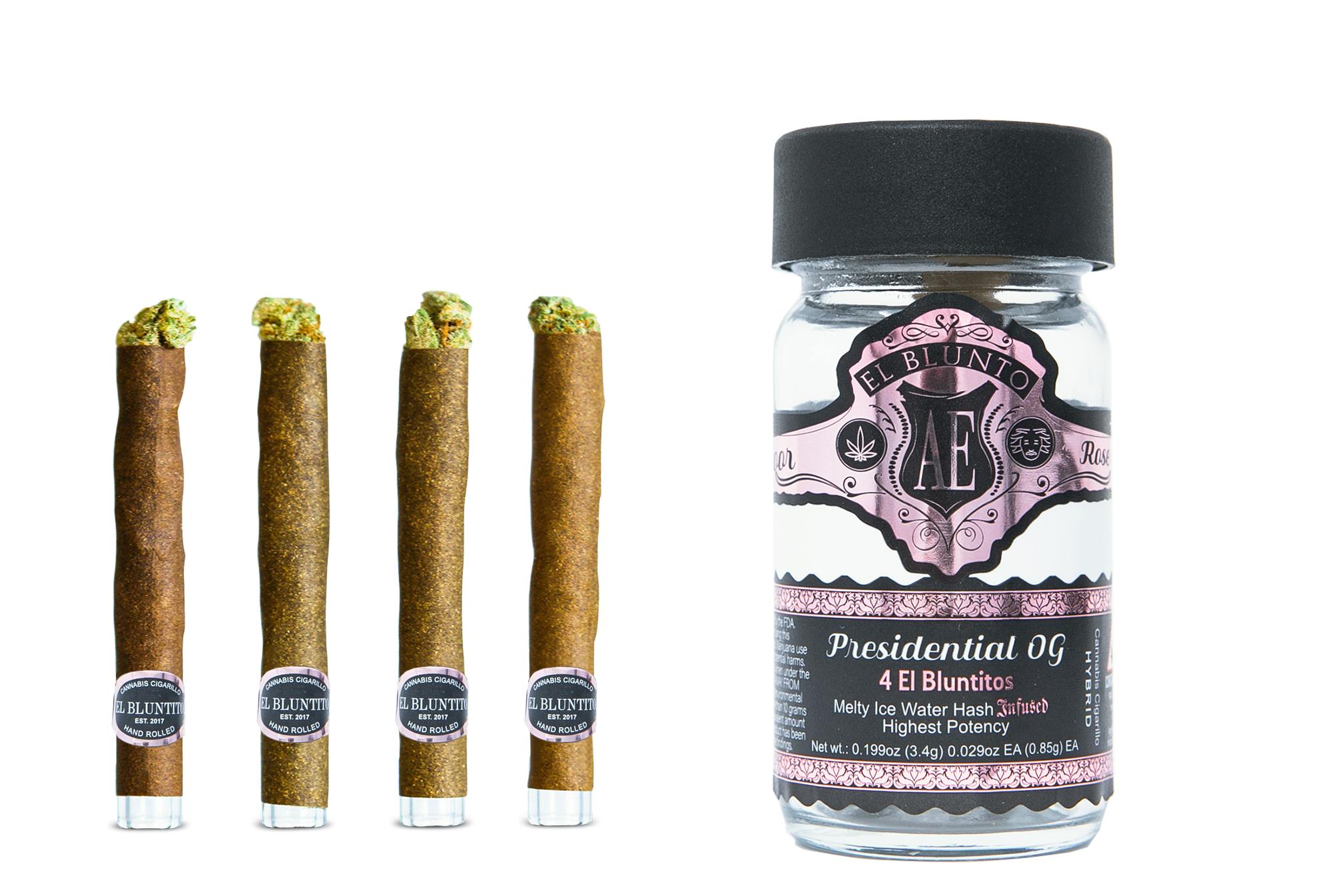 El Blunto Infused Blunts | 4pk | 3.4g | Hash | Presidential OG | Hybrid ...
