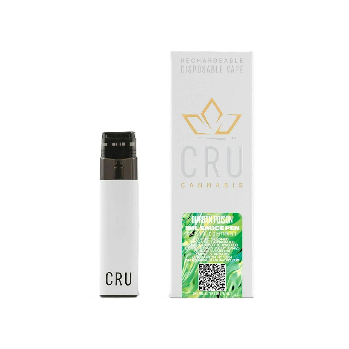 CRU | Durban Poison | Live Resin All-In-One Vape 1ML 1g Vaporizers ...