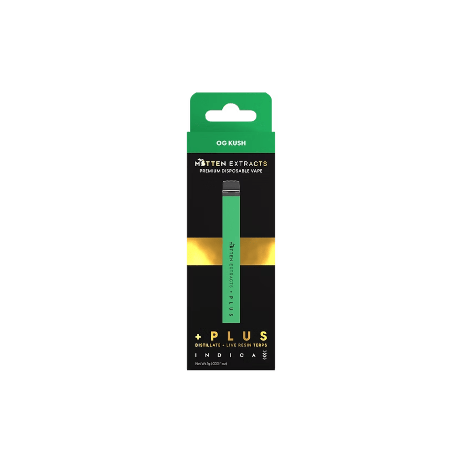Mitten Extracts | OG Kush | Indica | 1G Disposable Vape Pen by Mitten ...