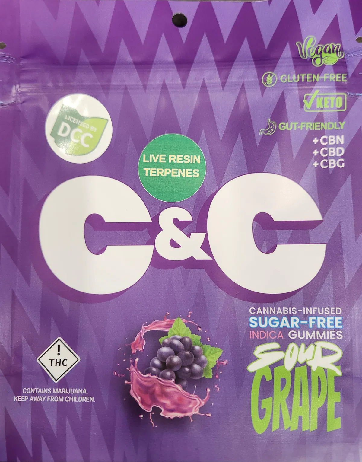 Sour Grape Sugar Free Gummies w/CBN CBG CBC (2:1:1:1) 10pk Edibles ...