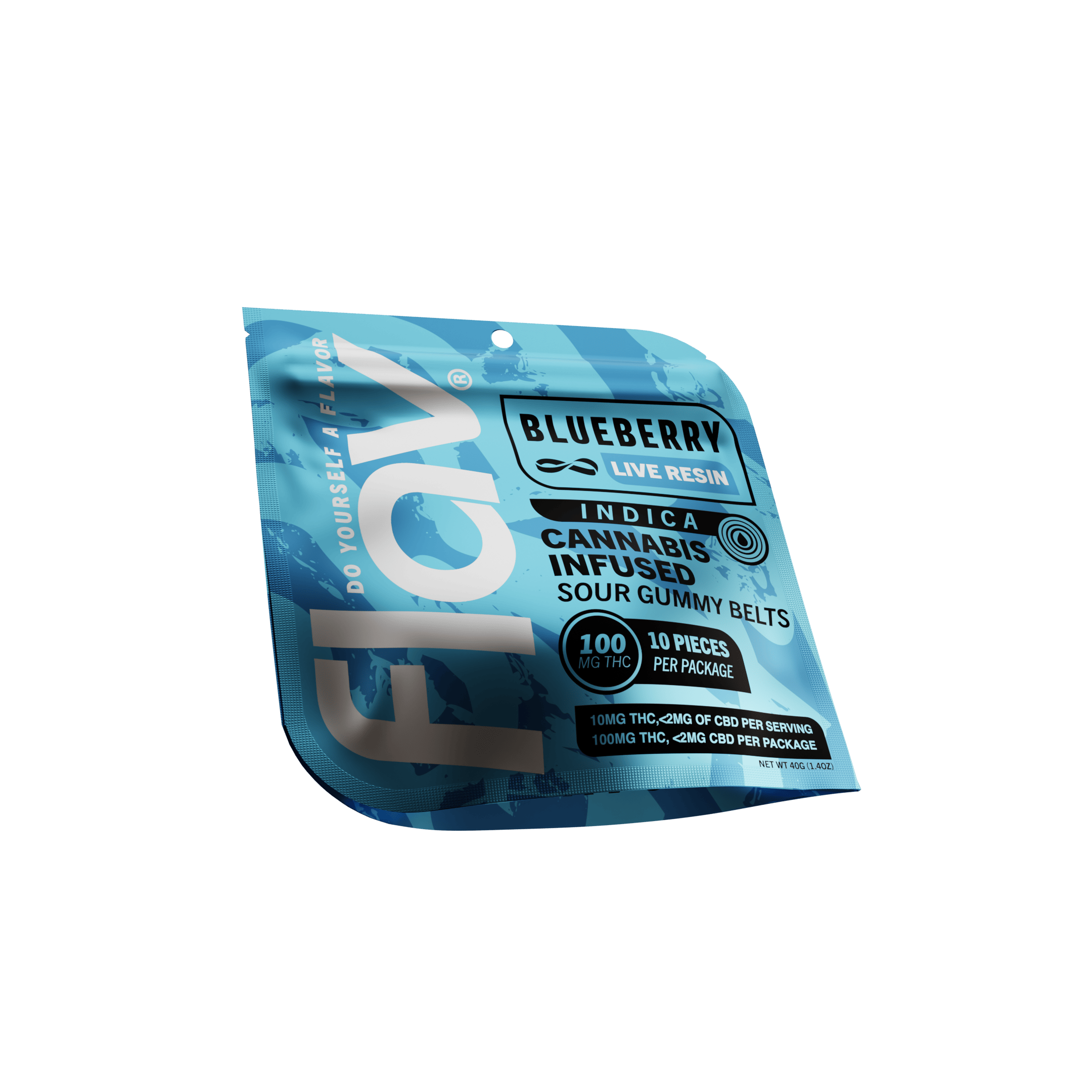 Flav | Blueberry | Belts | Live Resin | 100mg | 10 Gummy - Indica ...