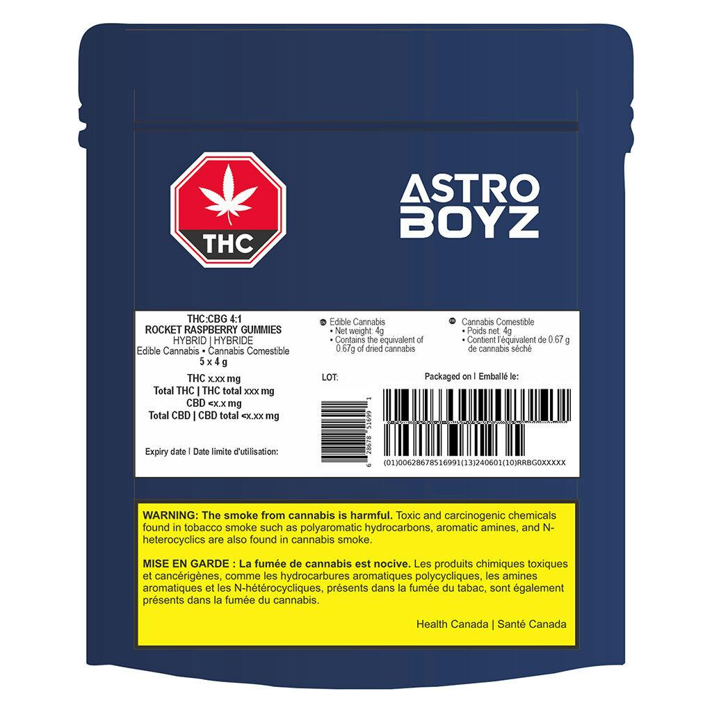 Astro Boyz - THC:CBG 4:1 Rocket Rasberry Gummies - 5 Pack | Sessions ...