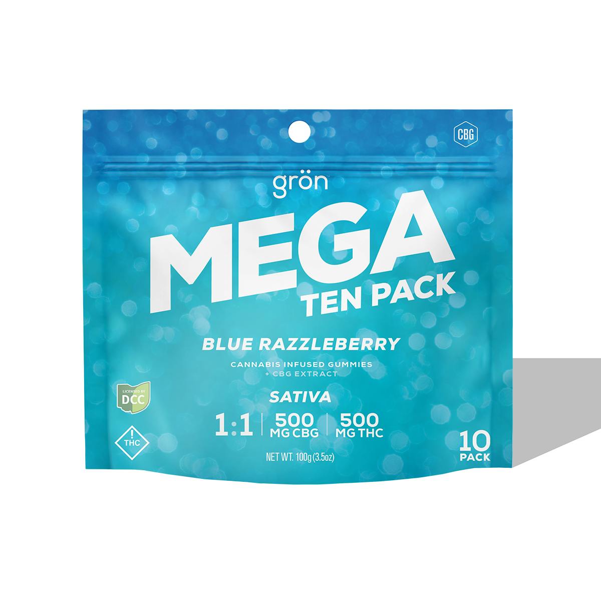 1:1 Blue Razzleberry MEGA 10-Pack – CBG/THC – Sativa (500mg) 10pk ...