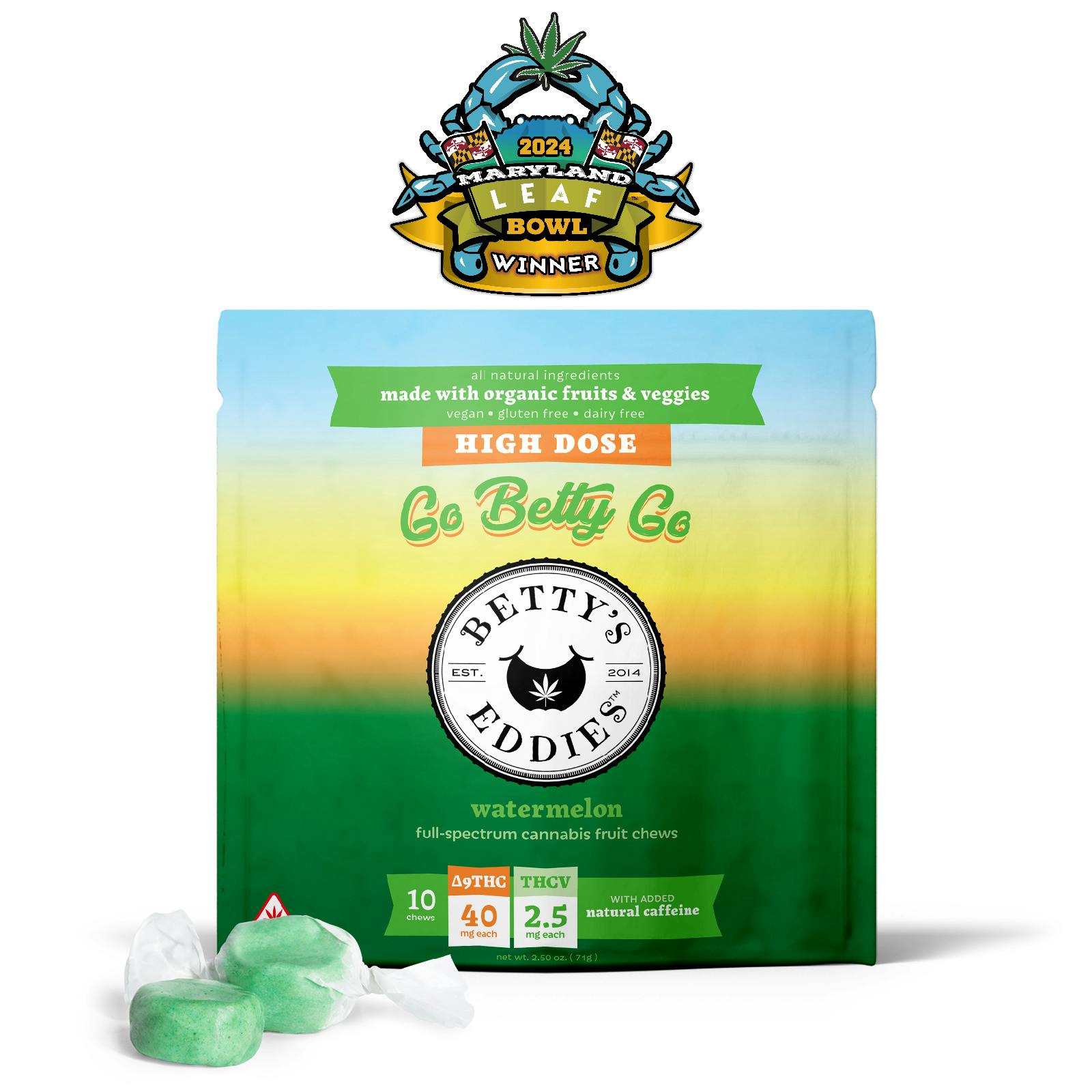 High Dose - Go Betty Go Watermelon Fruit Chews 10pk | 400mg THC/25mg ...