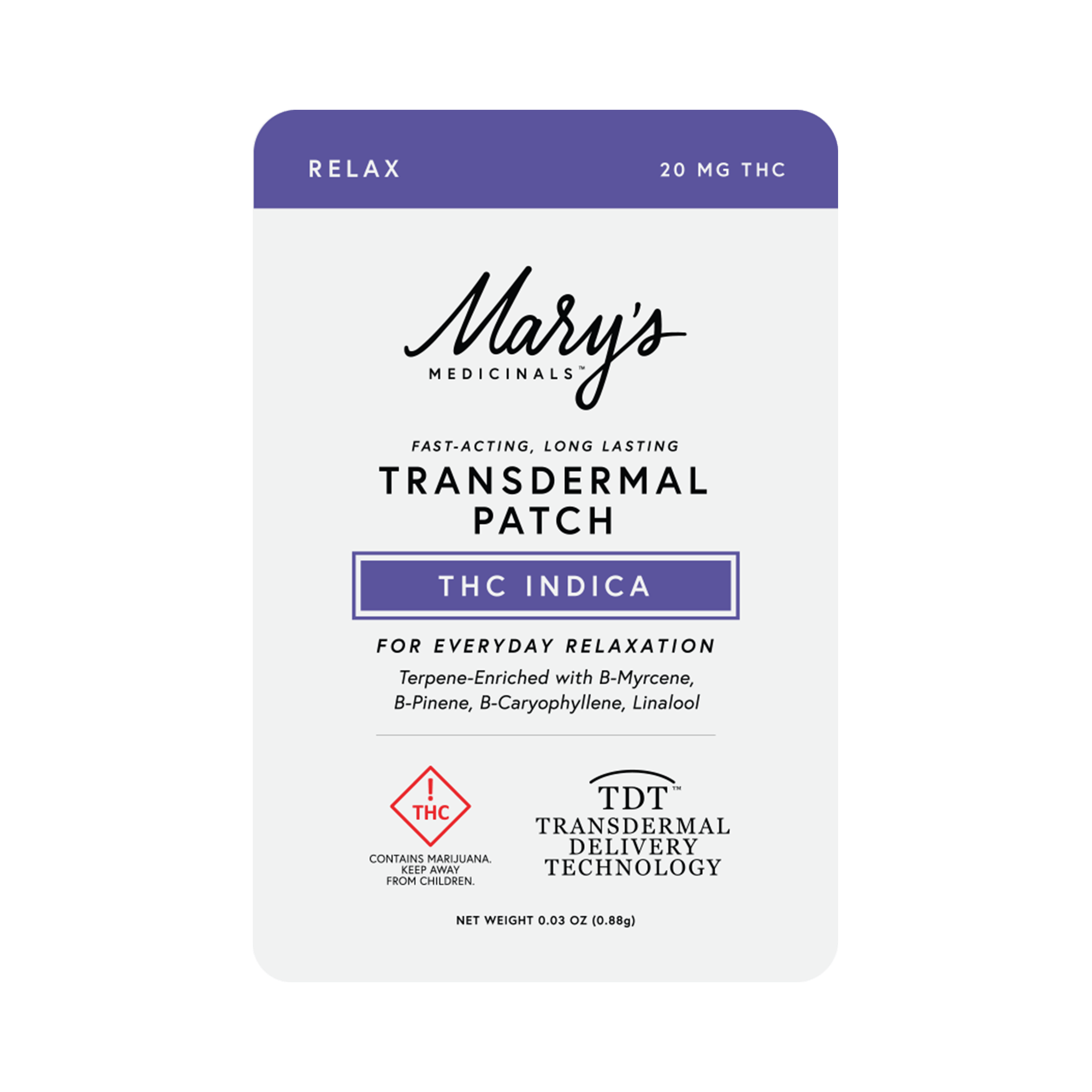 Mary's Medicinals Indica Transdermal Patch 20mg THC