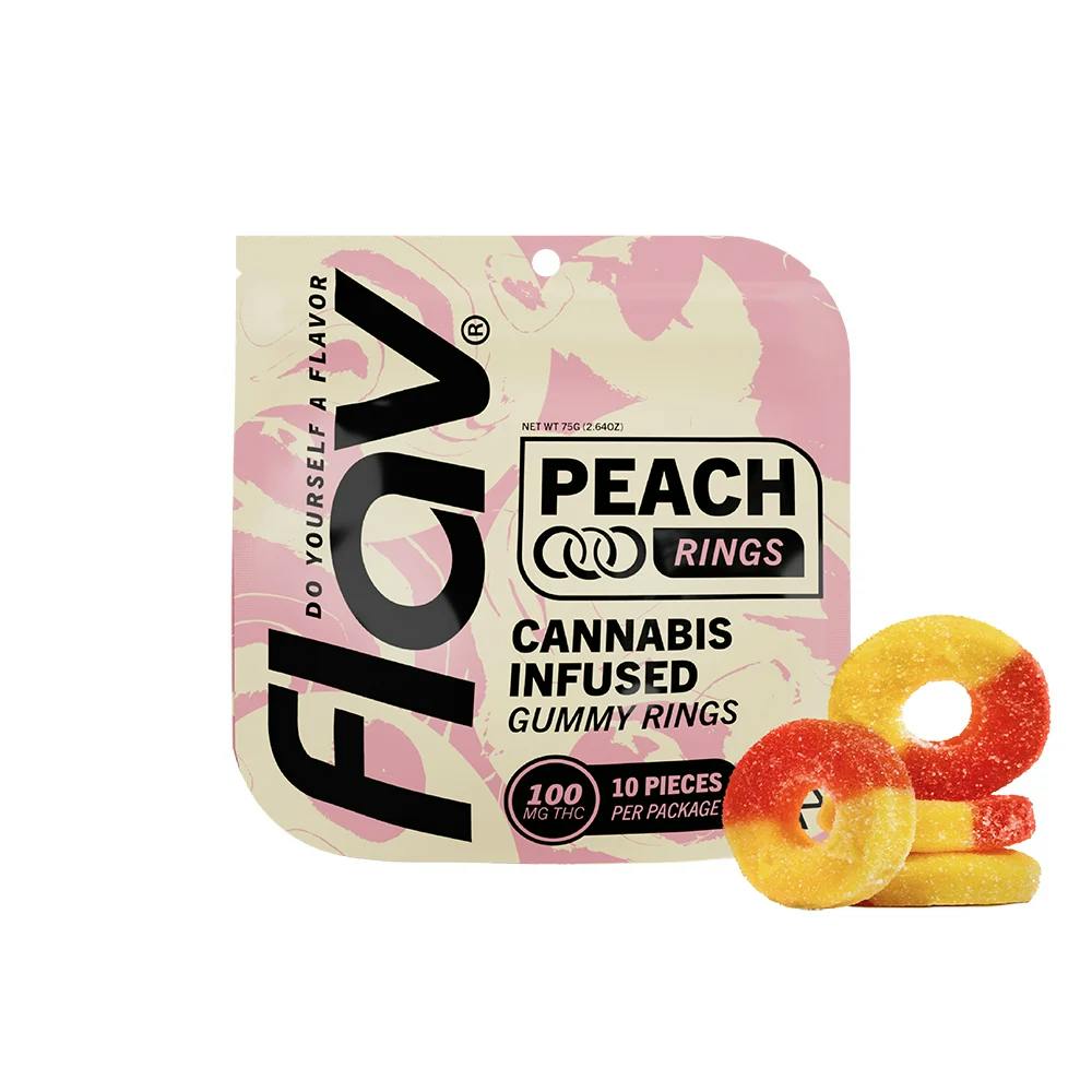 Flav - Peach Gummy Rings - 100mg 10pk | Elevate Dispensary