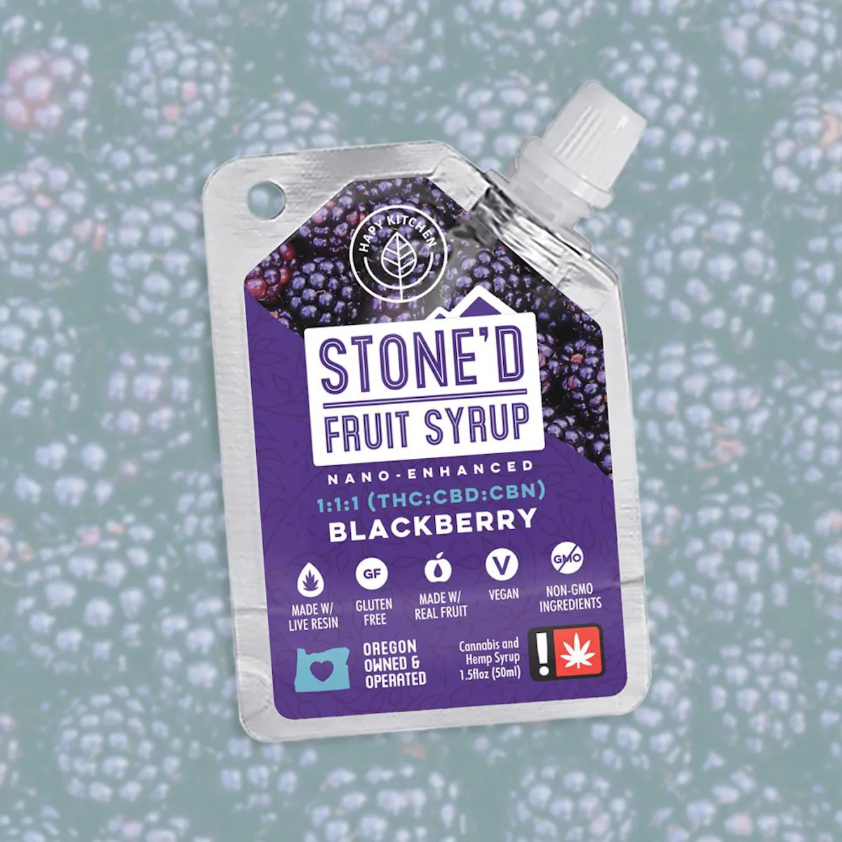 Hapy Kitchen 250mg 1:1:1 THC:CBD:CBN BLACKBERRY Indica Stone’d Fruit ...