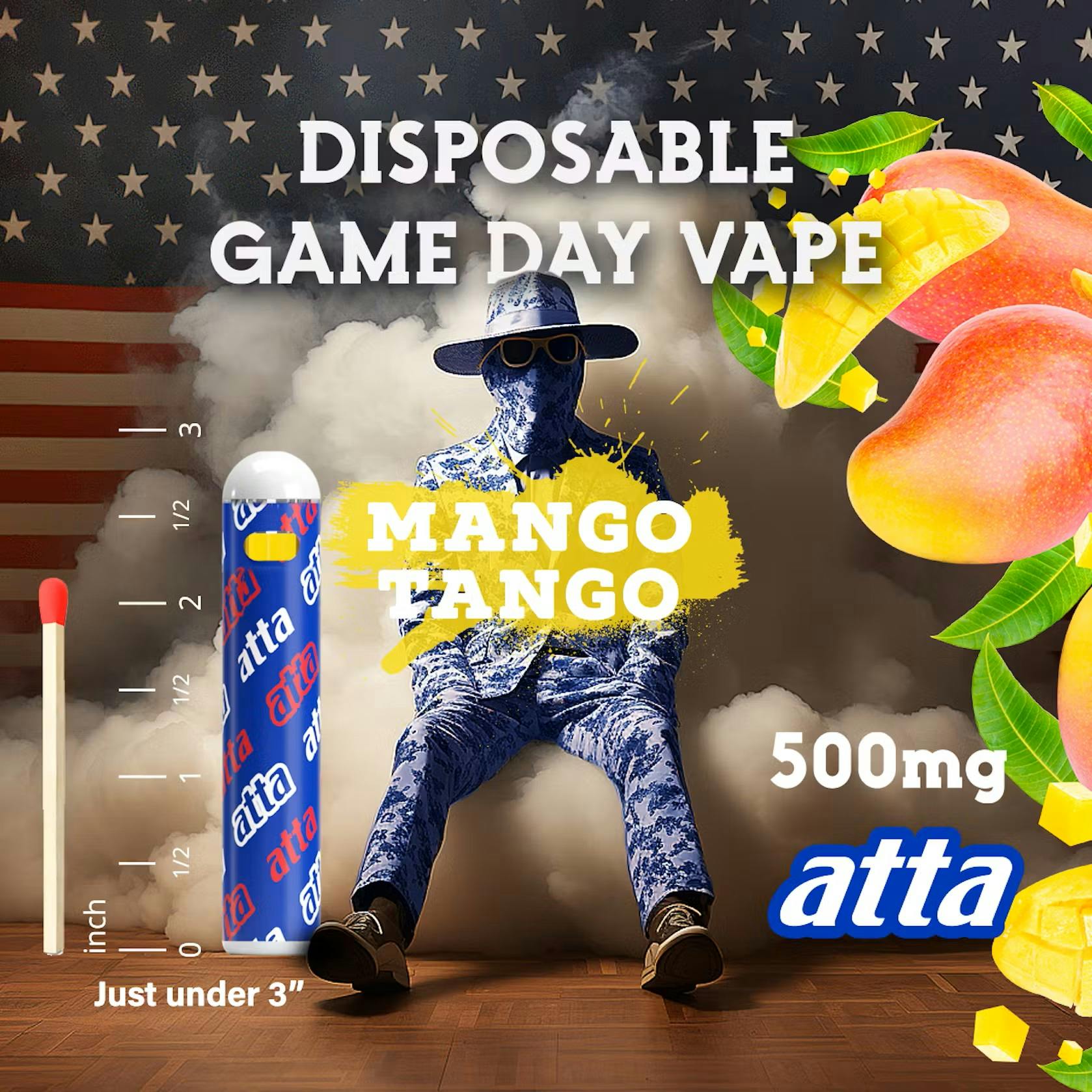Atta Disposable Game Day Vape - Mango Tango - True Blue Patriot - Doobie