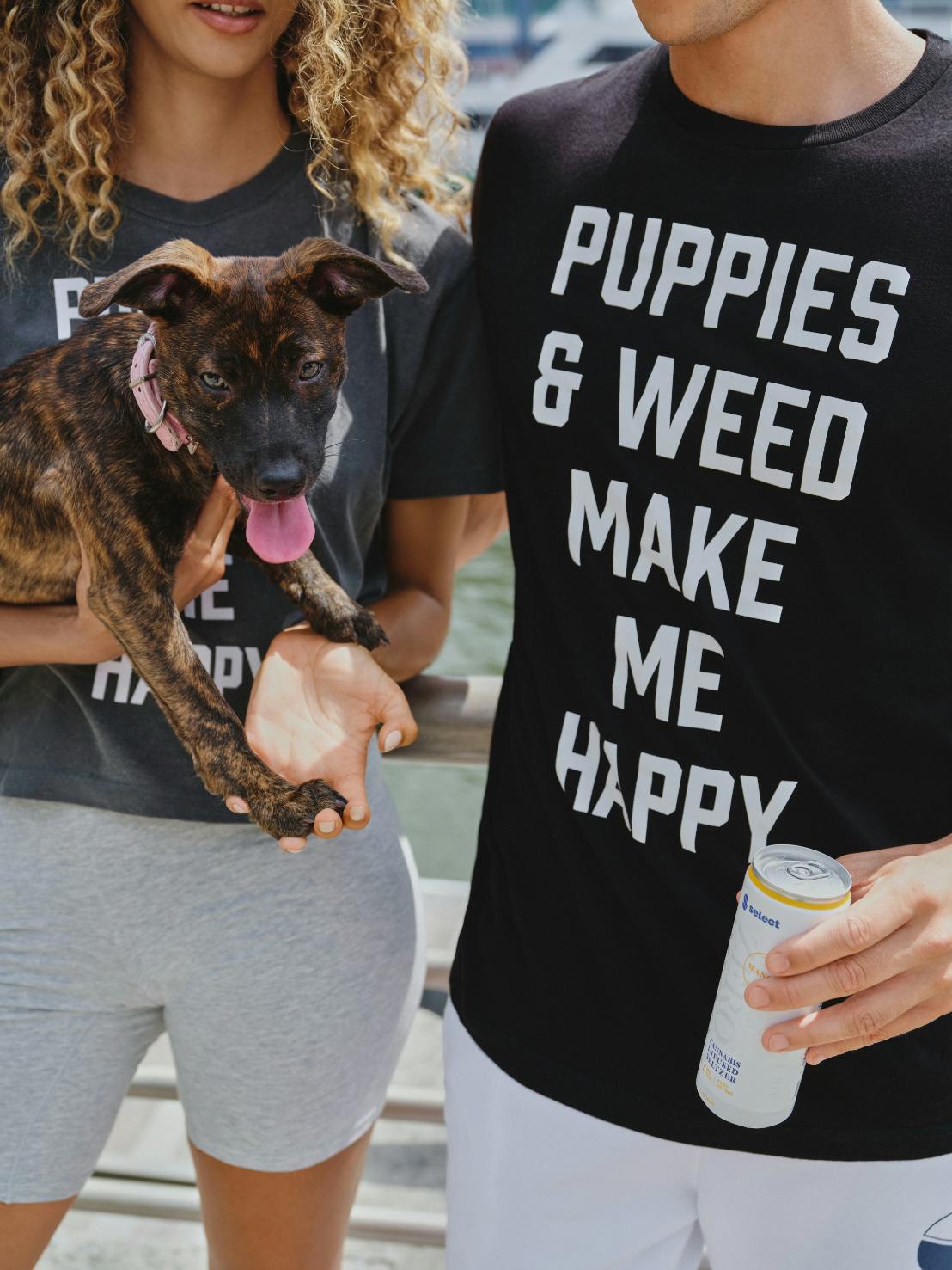 Puppies and Weed Short Sleeve Cropped Small T-Shirt | Curaleaf