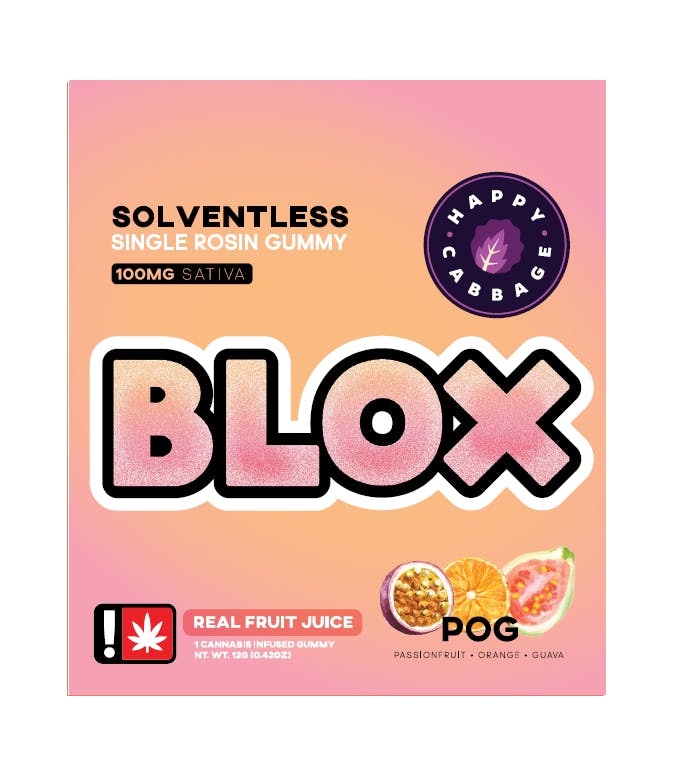 BLOX – POG – (Sativa) 100mg THC Single Rosin Gummy 12g Edibles | Happy ...