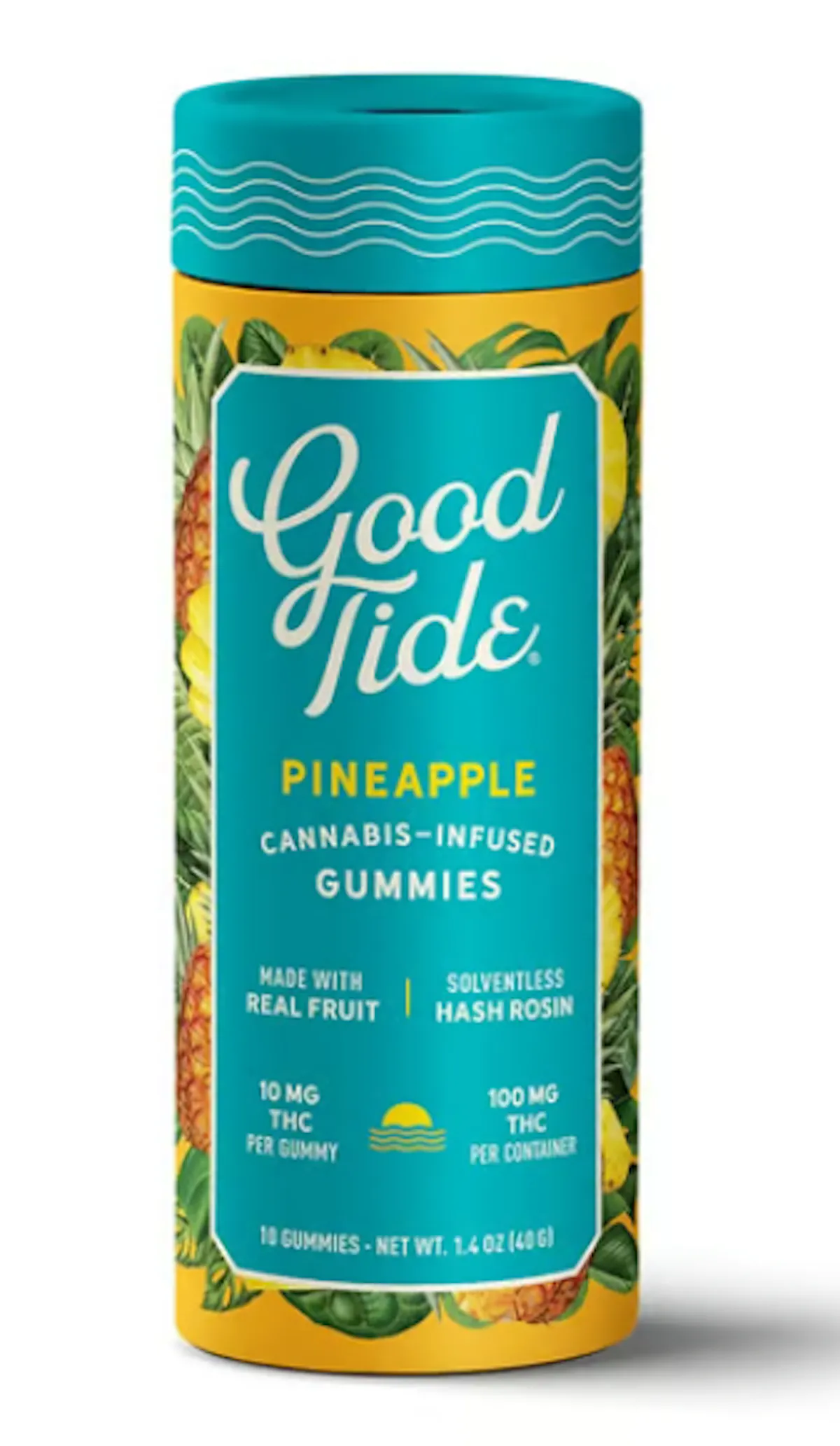 Good Tide Pineapple Hash Rosin Gummies 100mg 10pk .1g Edibles | Good Tide