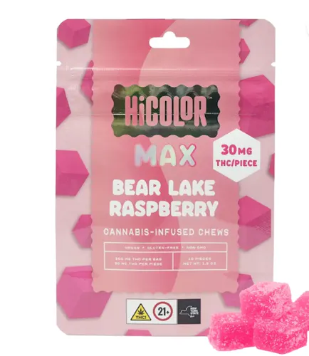 HiColor Max Chews Bear Lake Raspberry 30mg x 10ct - Be Stores