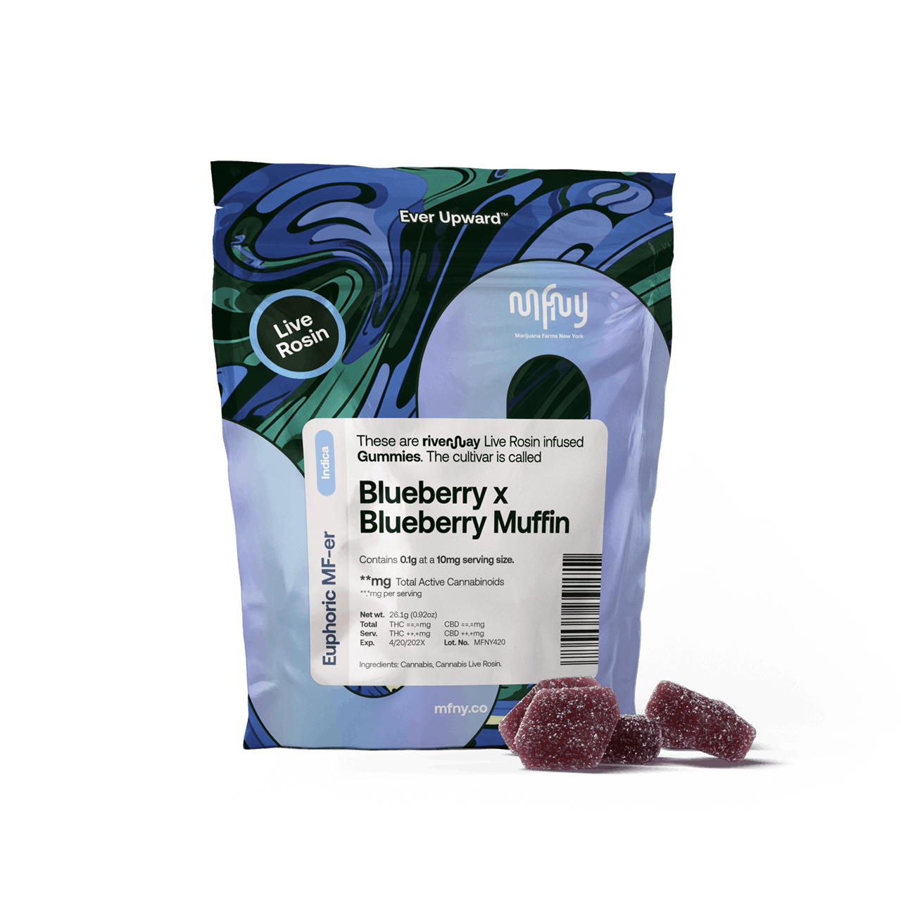The Flowery NY | Blueberry x Blueberry Muffin | 10pk | 10mg | Live Rosin | Gummies