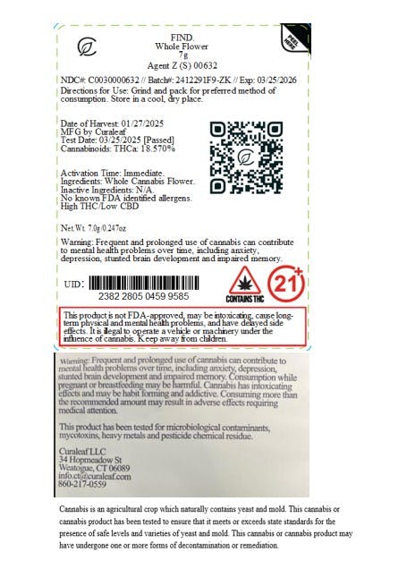 FIND. Whole Flower Agent Z (S) 00632 | Curaleaf