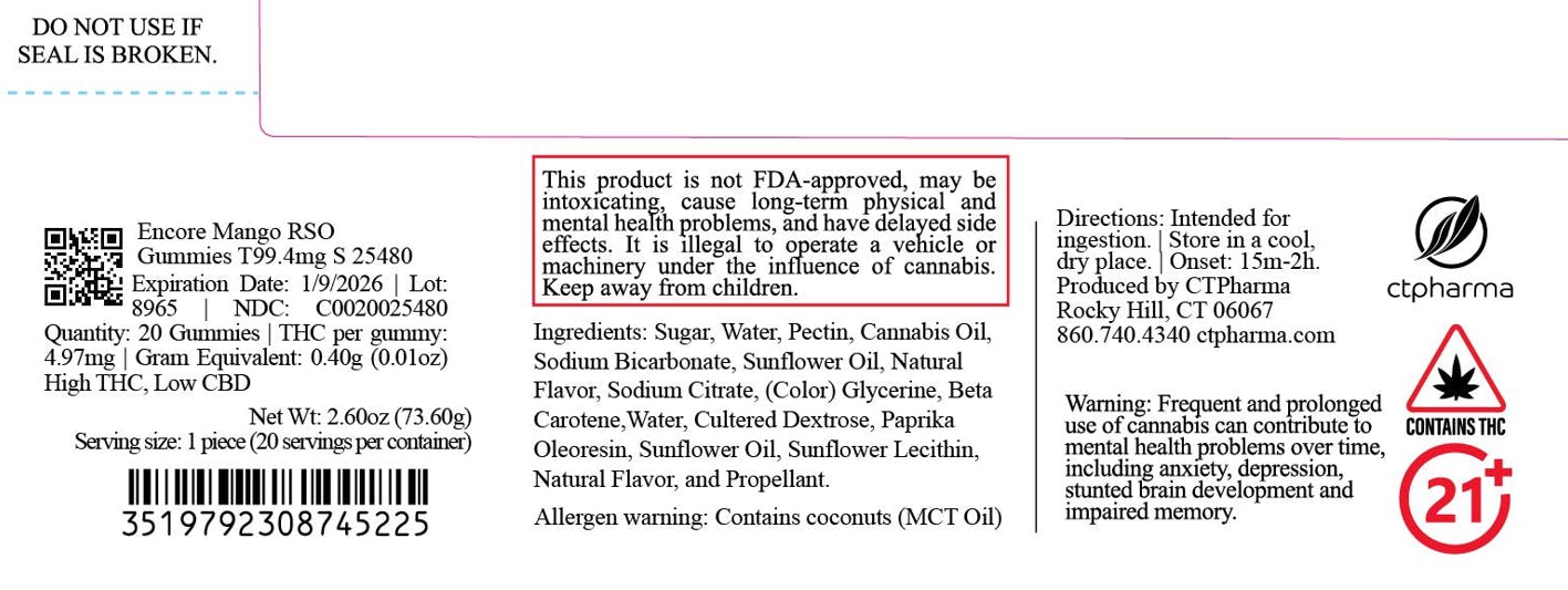 Encore Mango RSO Gummies T99.4mg S 25480 | Curaleaf