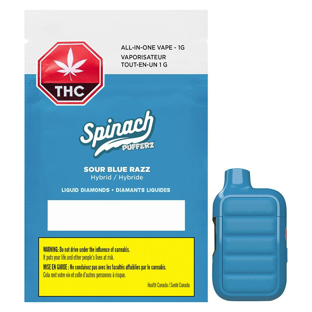Spinach - Pufferz – Sour Blue Razz AIO Liquid Diamonds Vape | Sessions Cannabis