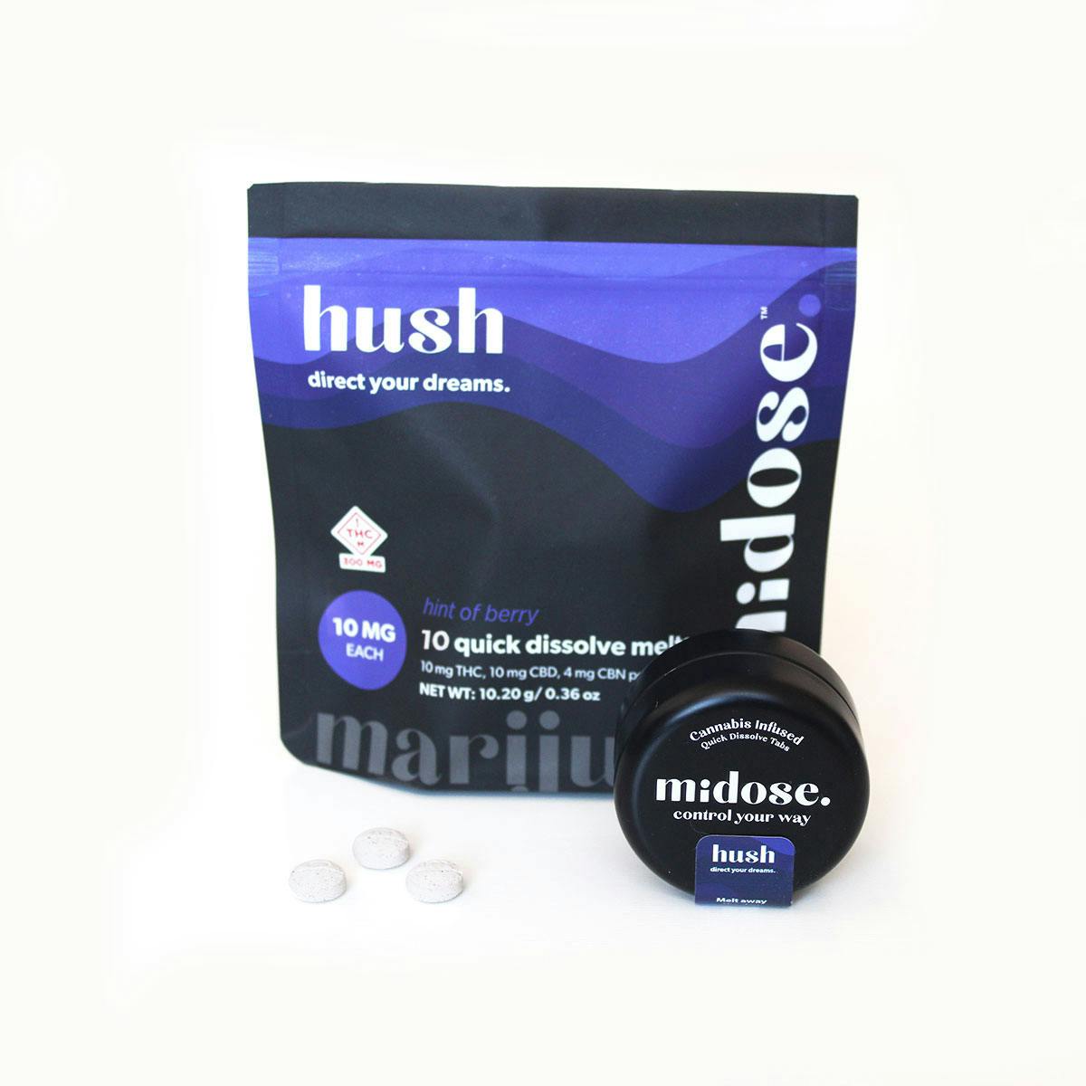 MIDOSE. | HUSH MELTS | 100MG | TABLETS - Hi5 Dispensary - MIDOSE ...