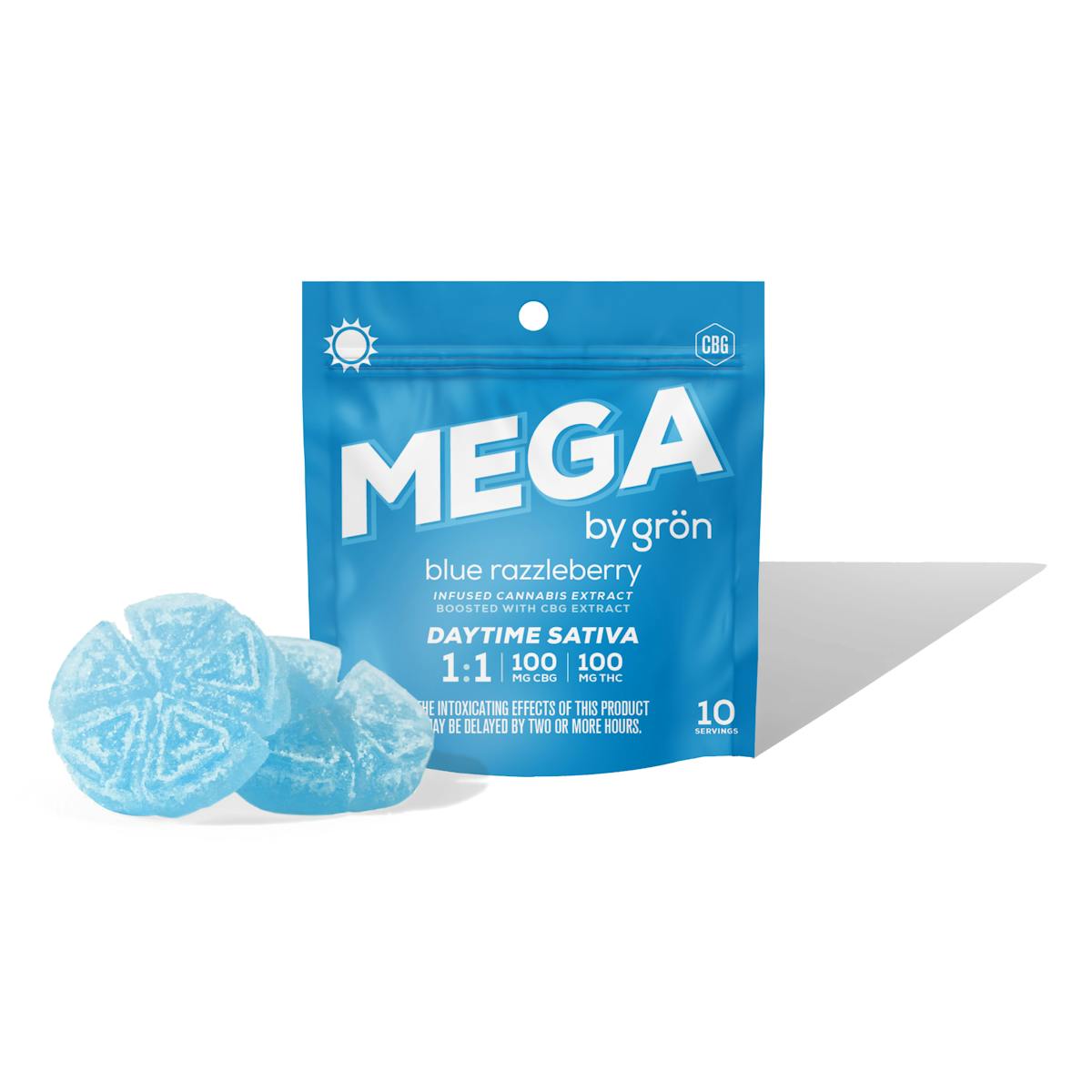 1:1 Blue Razzleberry Mega Discs – CBG/THC N/A Edibles | Gron