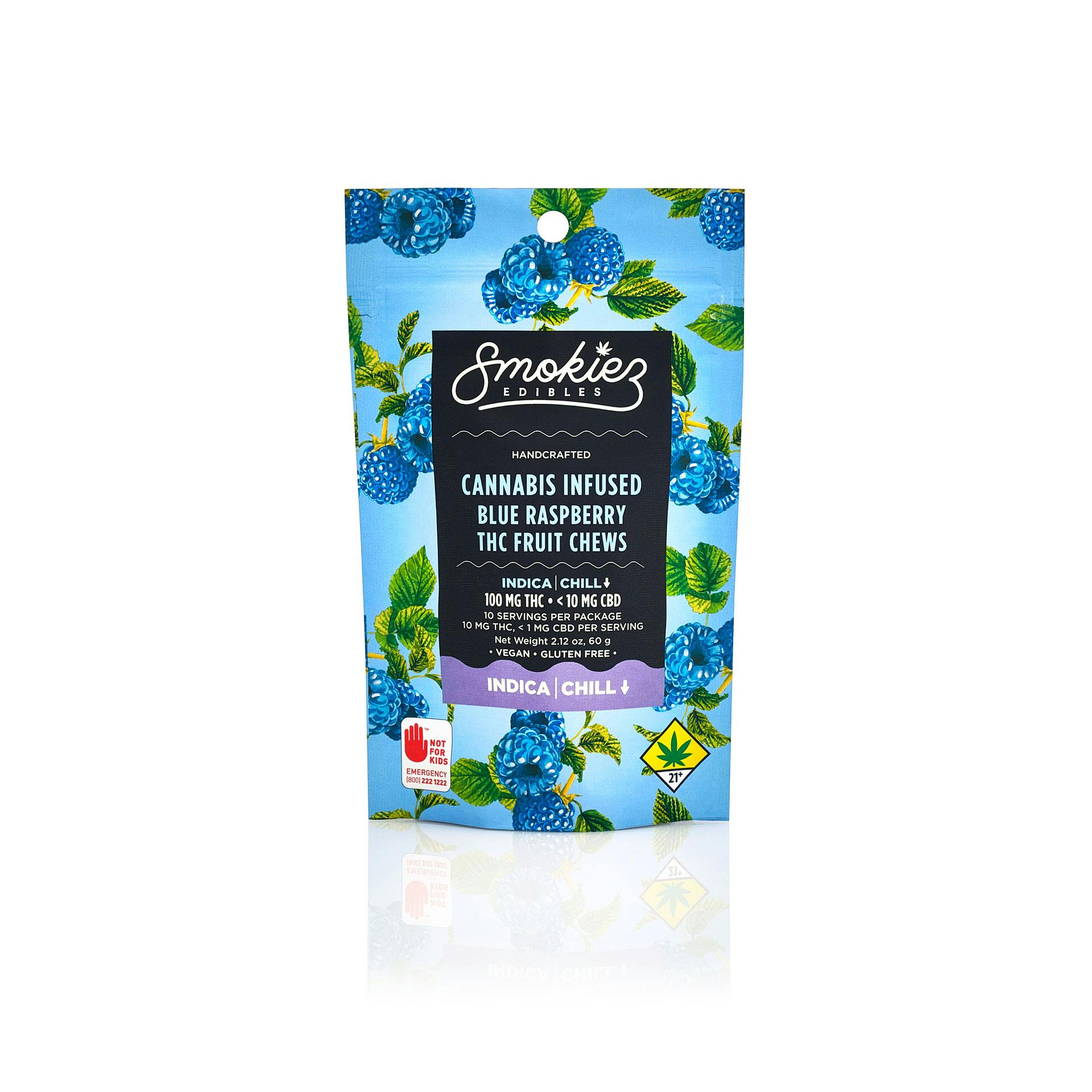 Blue Raspberry Indica 100mg THC Fruit Chews in Tacoma | Zips Hwy 512