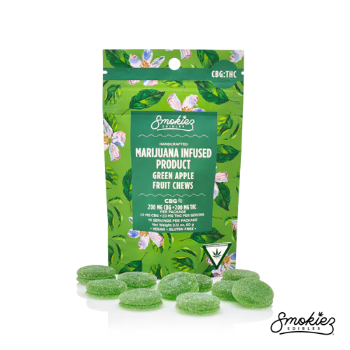1:1 Green Apple Fruit Chews - 200mg CBG : 200mg THC • Pure Options