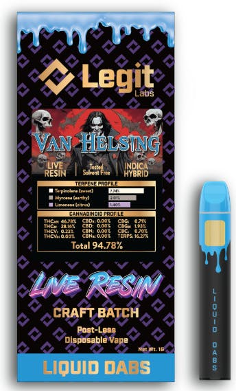 Van Helsing | Live Resin | Post-Less Disposable | Legit Labs ...